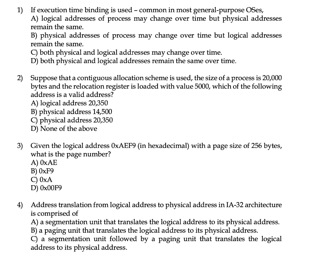 Solved 1) If execution time binding is used – common in most | Chegg.com