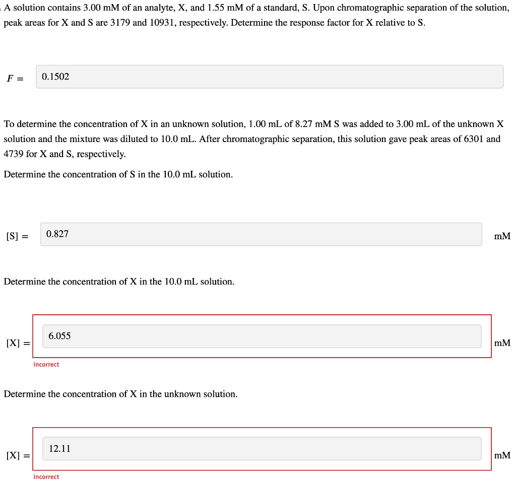 Solved A solution contains 3.00mM of an analyte, X, and | Chegg.com