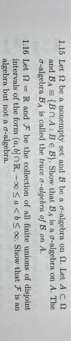 Solved Let ohm be a nonempty set and B be a sigma-algebra on | Chegg.com