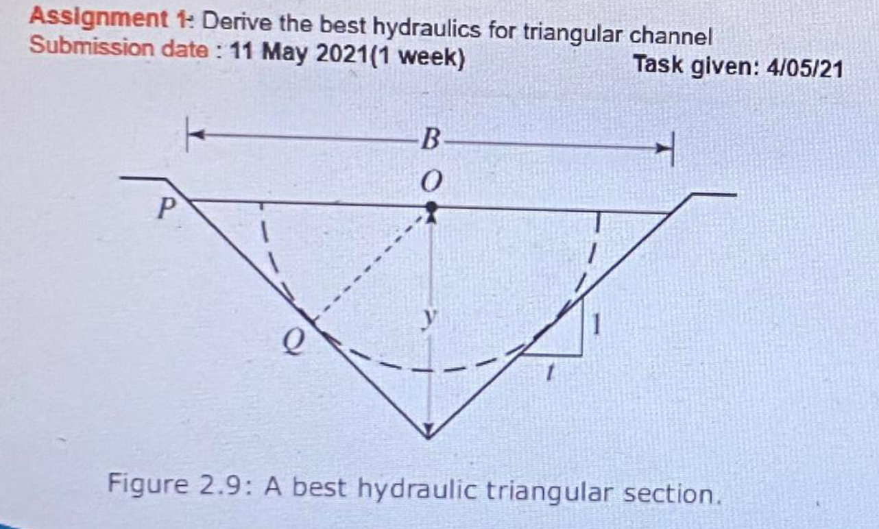 Solved Assignment 1: Derive the best hydraulics for | Chegg.com