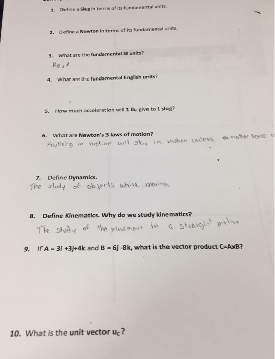 Solved 1. Define a Slug in terms of its fundamental units. | Chegg.com