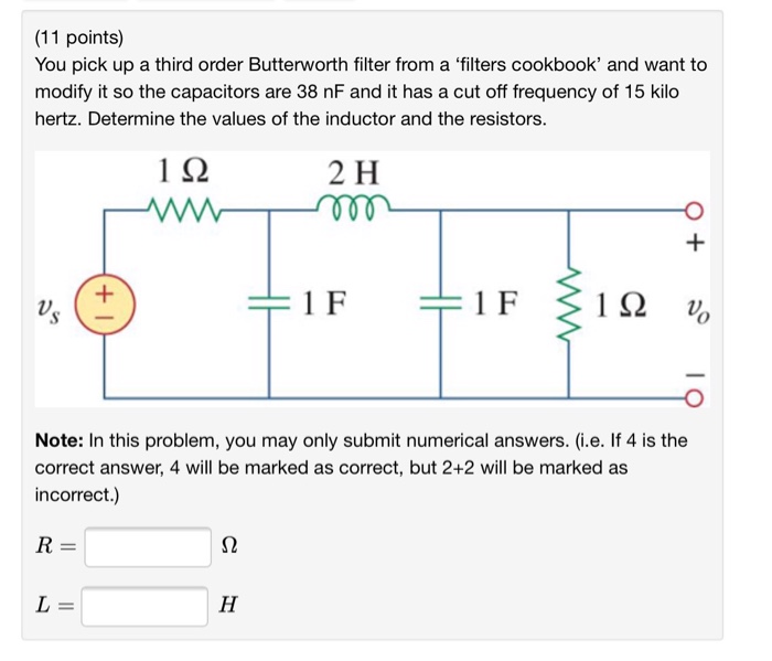 Solved (11 points) You pick up a third order Butterworth | Chegg.com