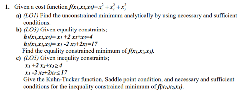 Solved Given a cost function f(x1,x2,x3)= 222 1 2 3 xxx | Chegg.com