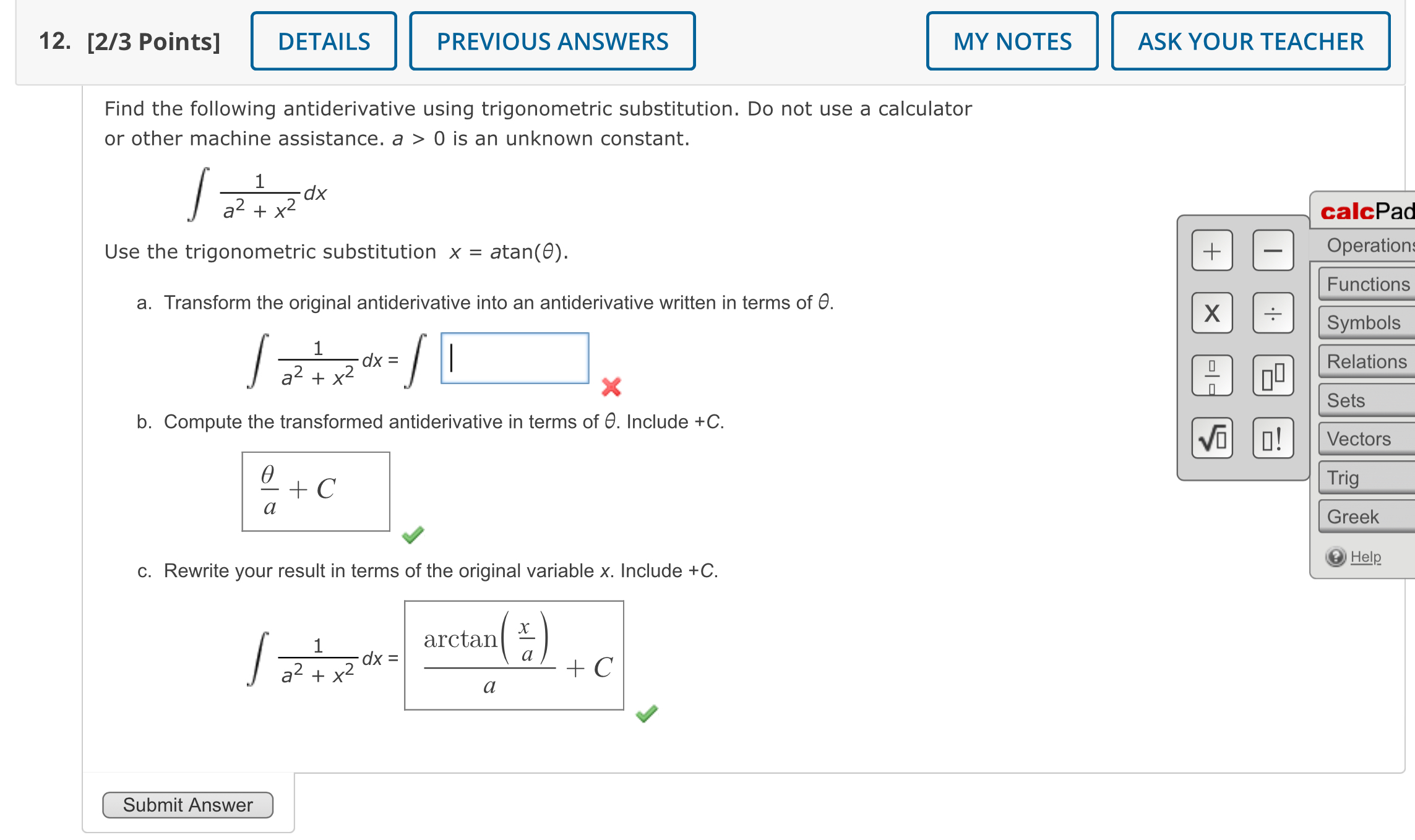 Solved WebAssign #9: Find the following antiderivative using | Chegg.com