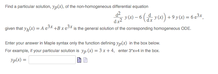 Solved Find a particular solution, yp(x), of the | Chegg.com