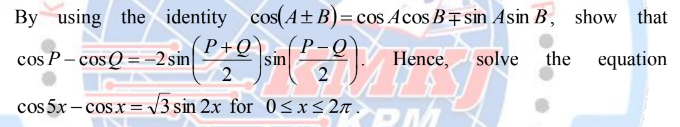 [Solved]: By using the identity cos(AB)=cosAcosBsinAsinB, s