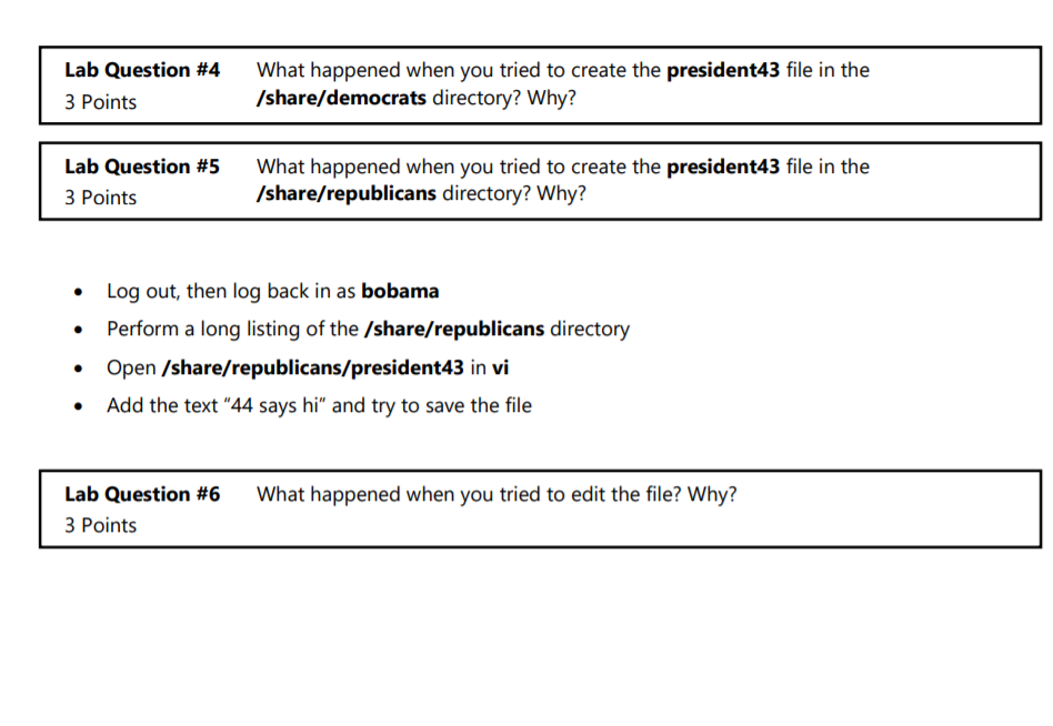 Lab 4 - Linux Users, Groups, & Permissions IT 1081C | Chegg.com