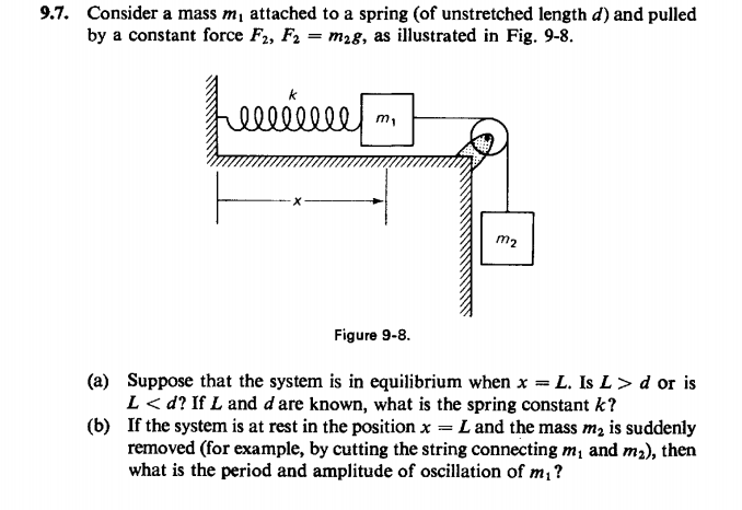 Solved 9.7. Consider a mass m, attached to a spring (of | Chegg.com