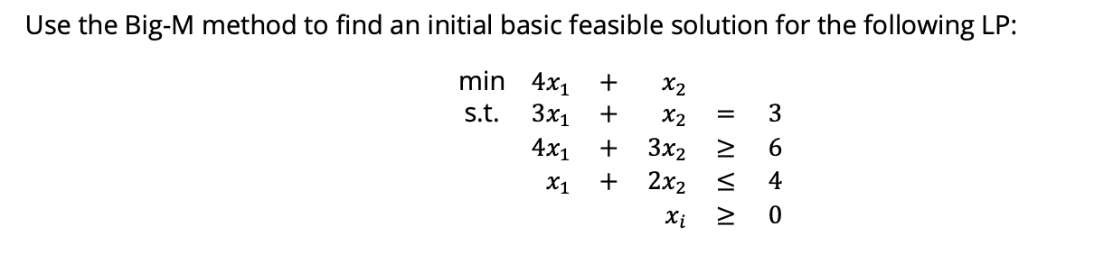 Solved Use the Big-M method to find an initial basic | Chegg.com