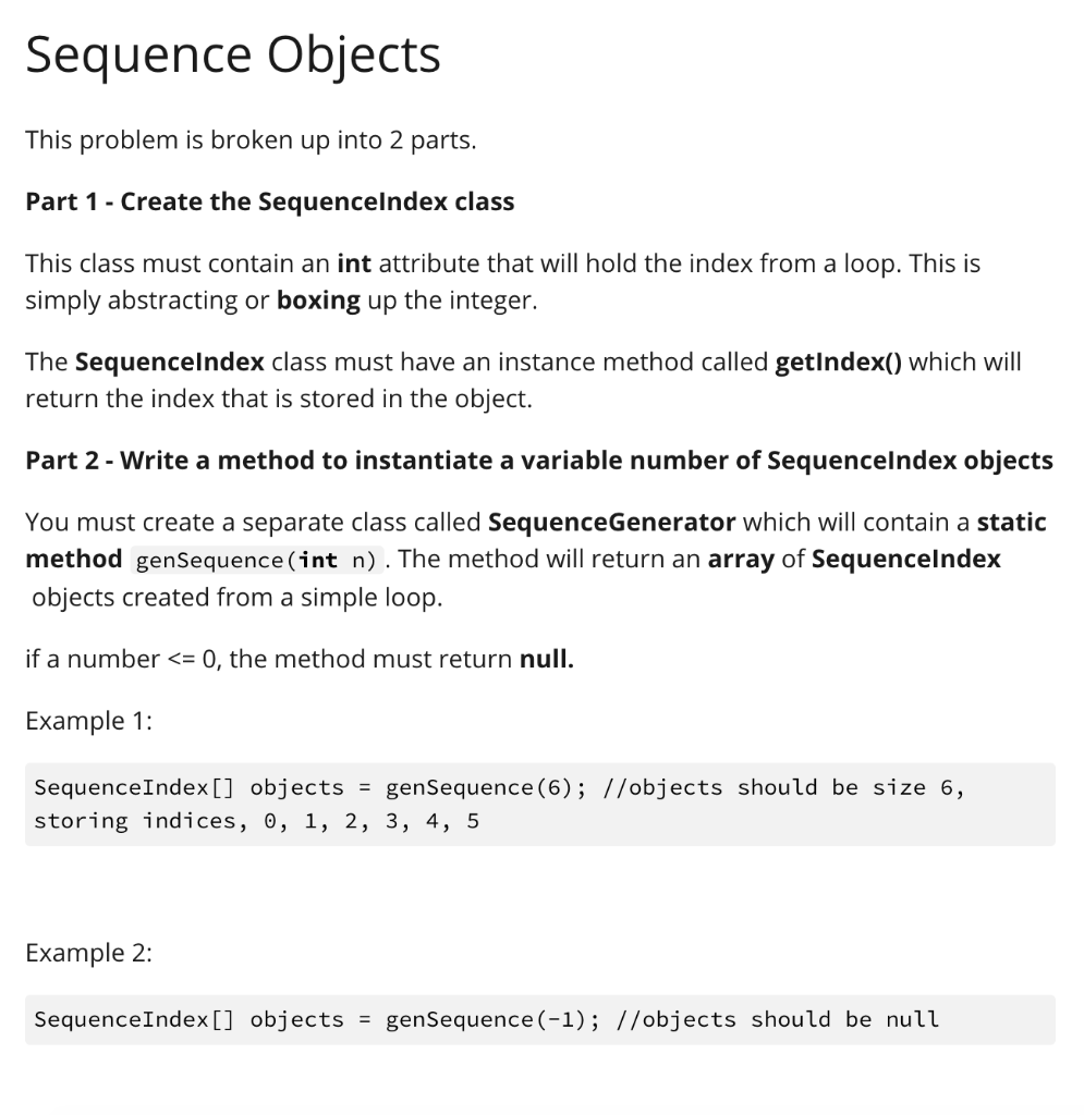 Solved Sequence Objects This Problem Is Broken Up Into 2 6328