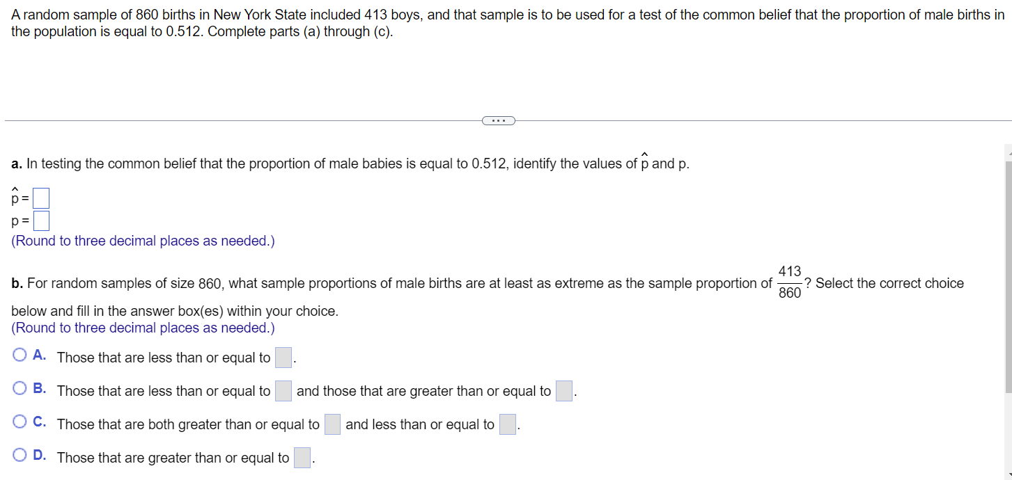 Solved A random sample of 860 births in New York State | Chegg.com