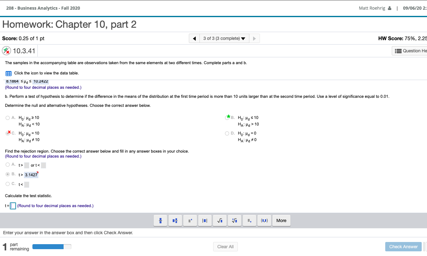 Solved 208 - Business Analytics - Fall 2020 Matt Roehrig : | Chegg.com