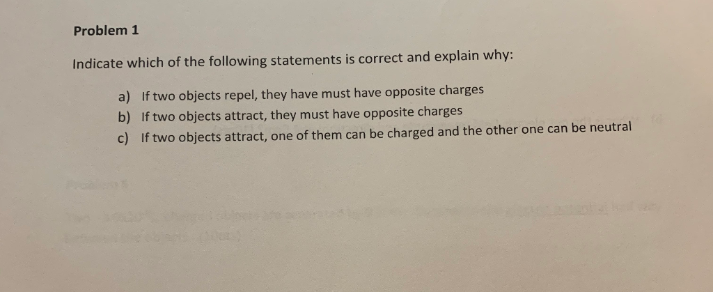 Solved Problem 1 Indicate which of the following statements | Chegg.com