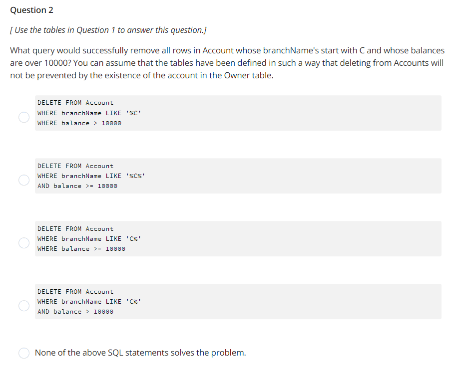 Solved Question 1 Use the following tables to answer | Chegg.com