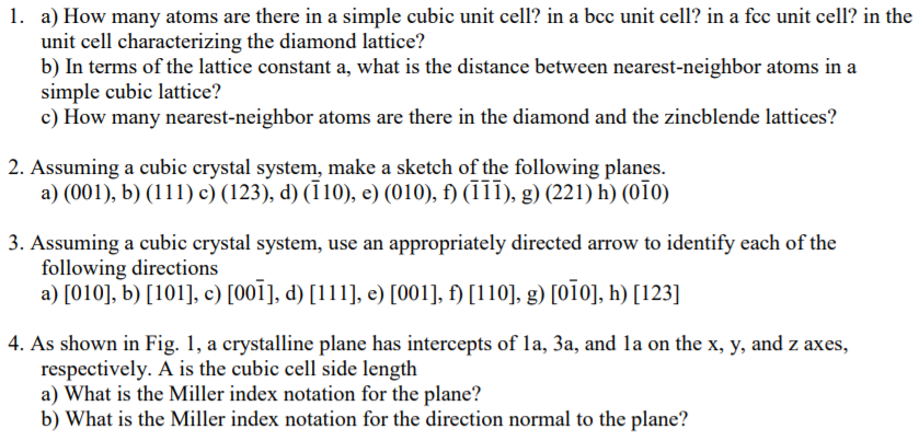 Solved 1. a) How many atoms are there in a simple cubic unit | Chegg.com
