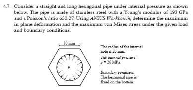 Solved 4.7 Consider a straight and long hexagonal pipe under | Chegg.com