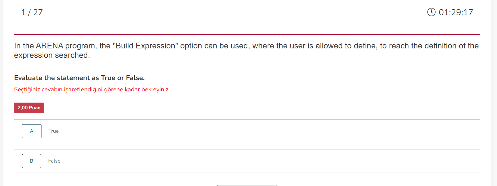 Solved In the ARENA program, the "Build Expression" option | Chegg.com