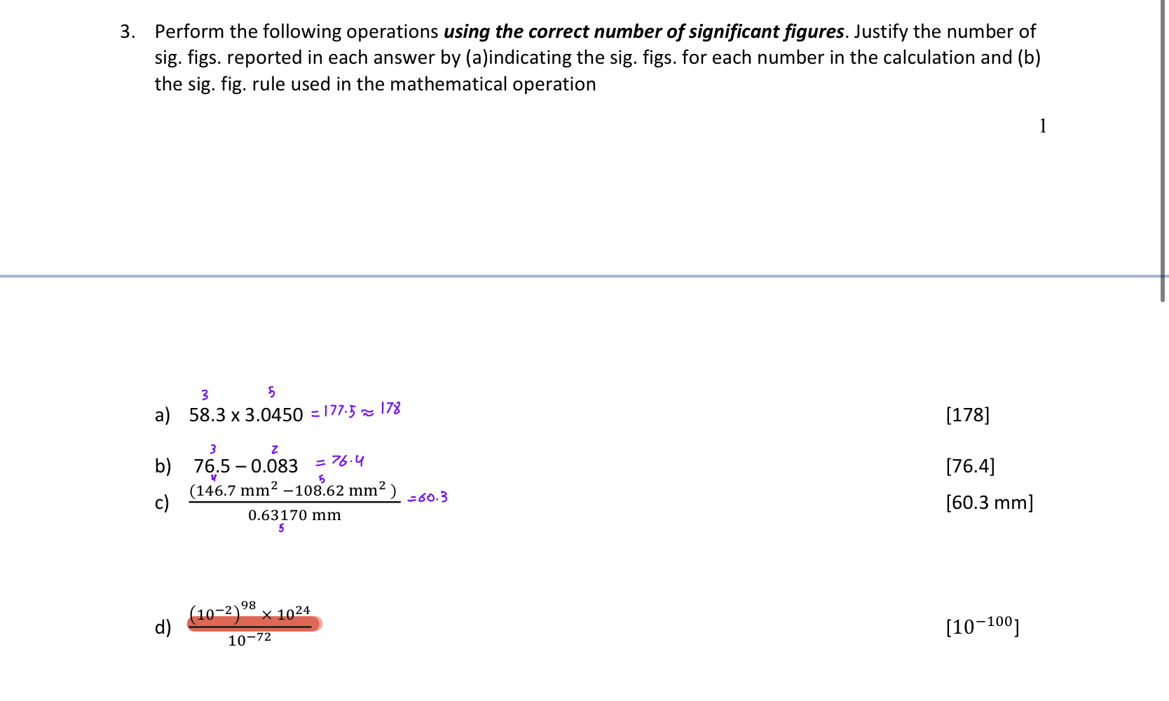 Solved Perform The Following Operations Using The Correct