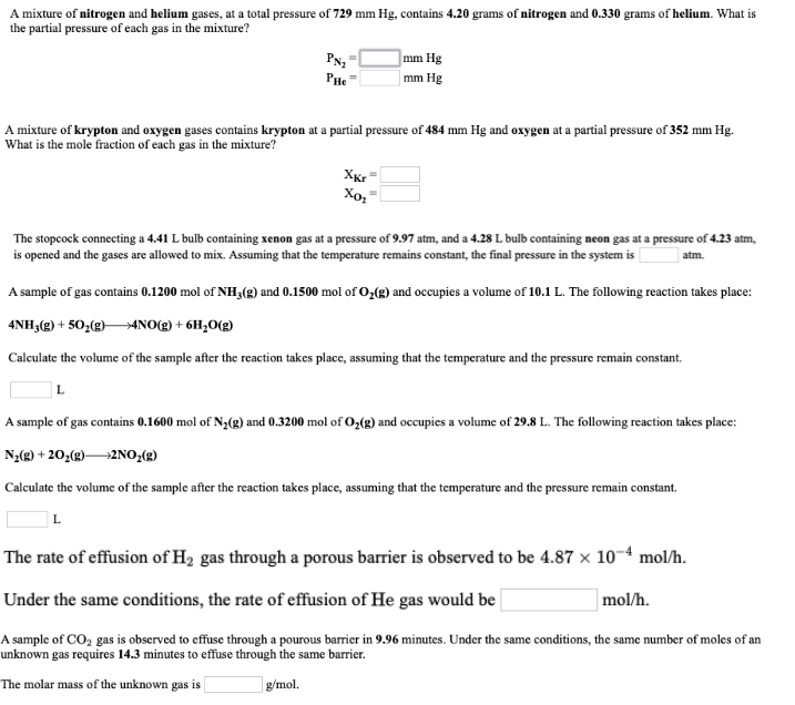 Solved A mixture of nitrogen and helium gases, at a total | Chegg.com