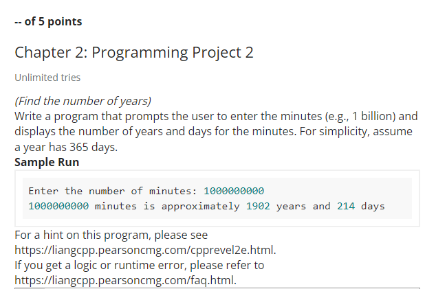 Solved -- of 5 points Chapter 2: Programming Project 2 | Chegg.com