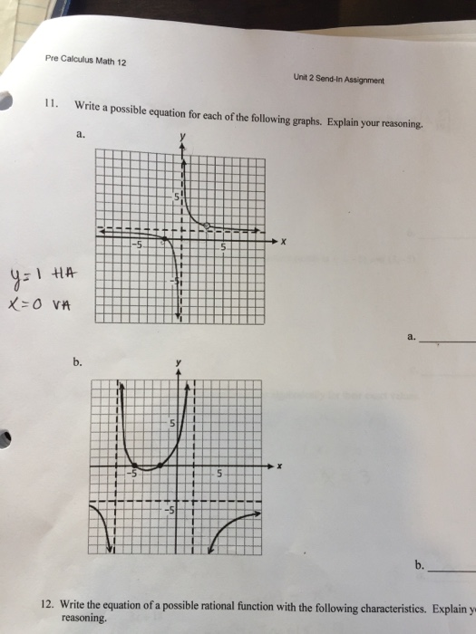 Solved Pre Calculus Math 12 Unit 2 Send-In Assignment 11. | Chegg.com
