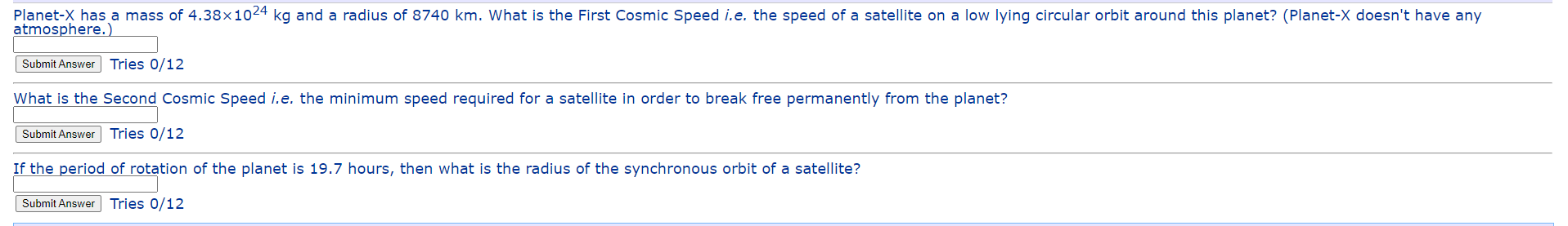 Solved atmnenhere) Tries 0/12 Cosmic Speed i.e. the minimum | Chegg.com
