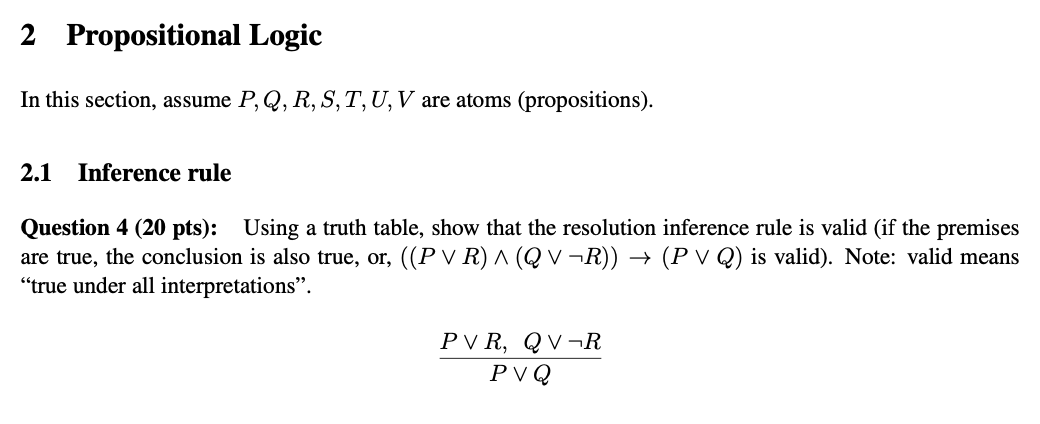 Solved 2 Propositional Logic In this section, assume | Chegg.com