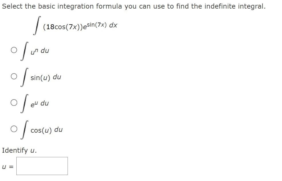 Solved Select The Basic Integration Formula You Can Use To 0926