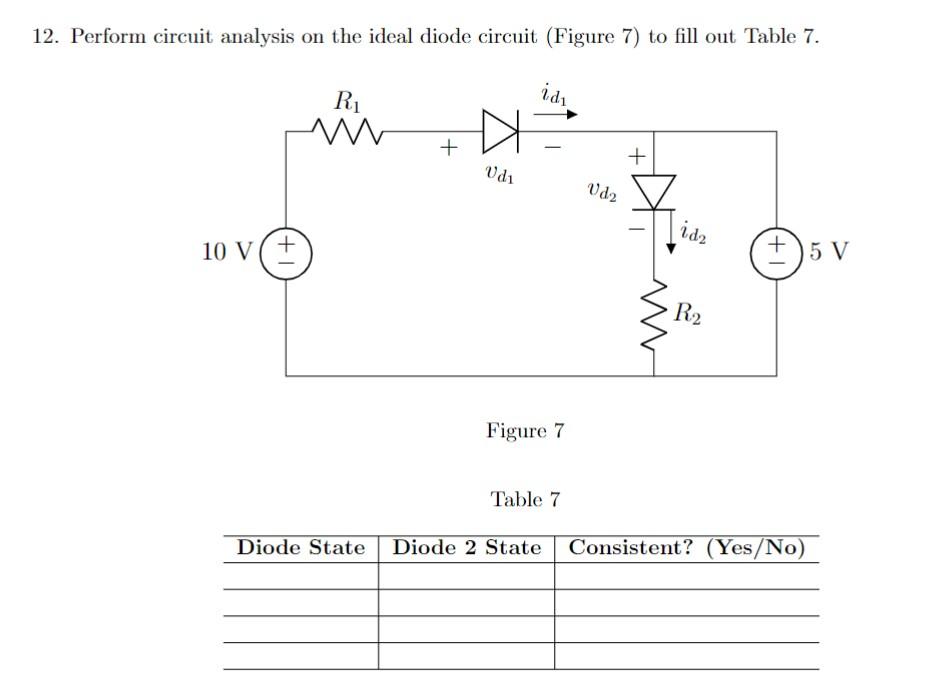 Solved 12. Perform circuit analysis on the ideal diode | Chegg.com