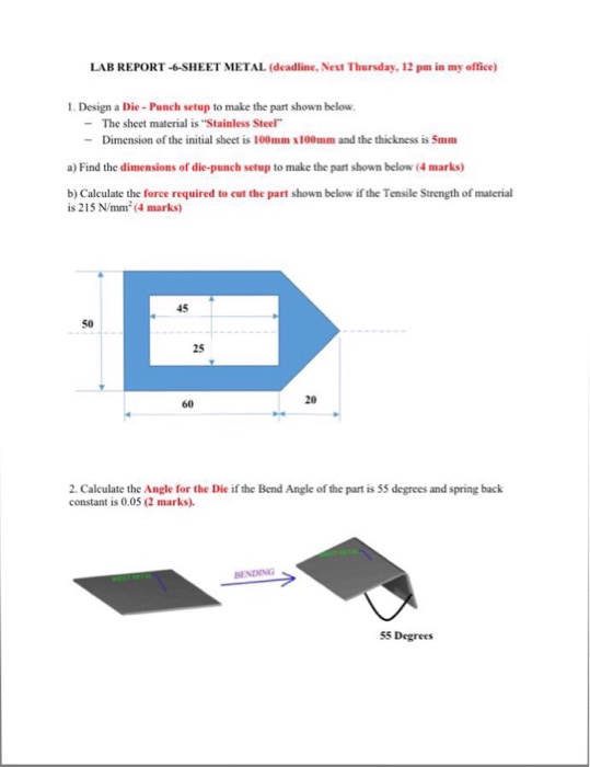 Solved LAB REPORT-6-SHEET METAL (deadline, Nest Thursday, 12 | Chegg.com