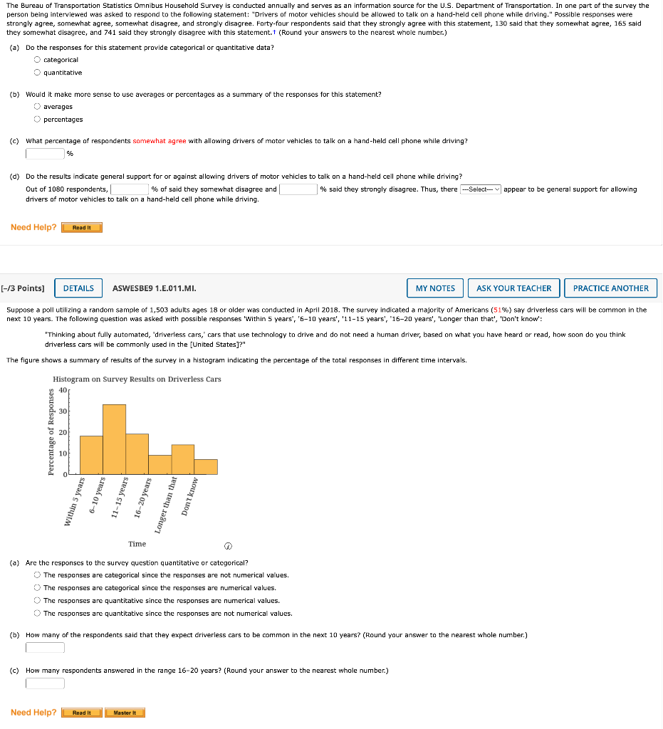 Solved The Bureau of Transportation Statistics Omnibus | Chegg.com