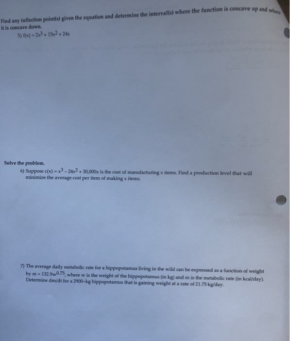 Solved Find any inflection pointel given the equation and | Chegg.com