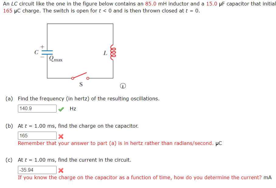 Solved An LC circuit like the one in the figure below | Chegg.com