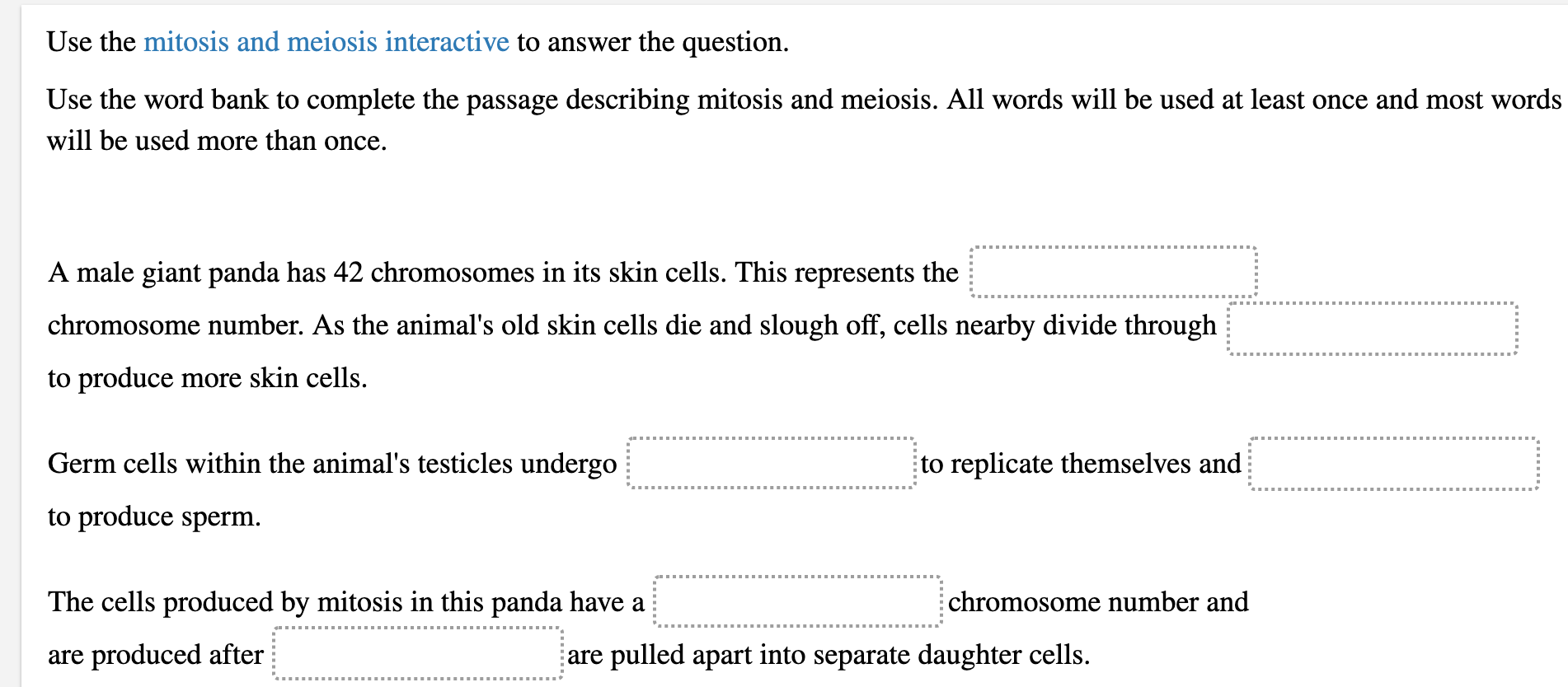 Solved Use the mitosis and meiosis interactive to answer the | Chegg.com