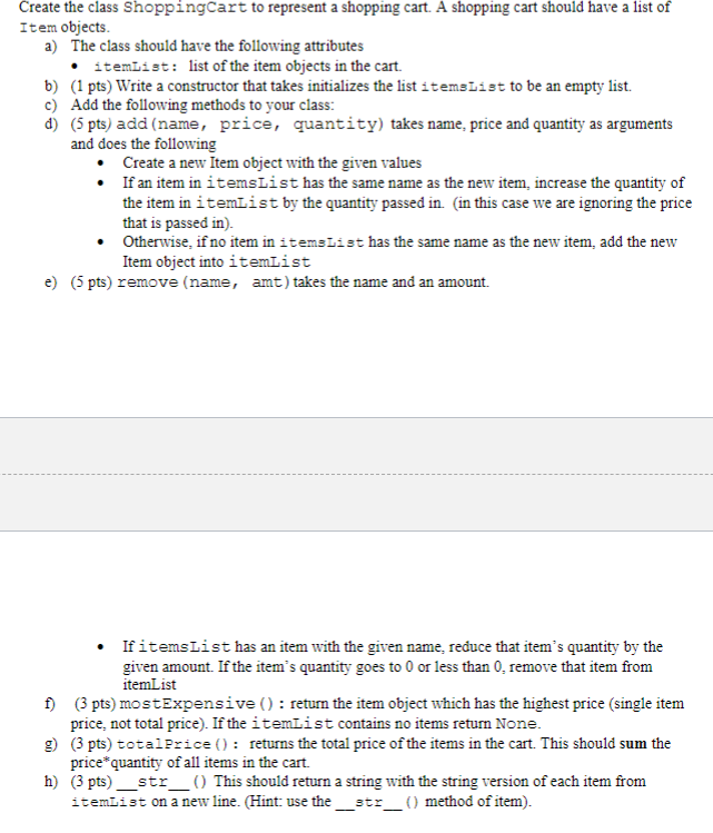 Solved plass Items : def init (self, name, price, quantity): | Chegg.com