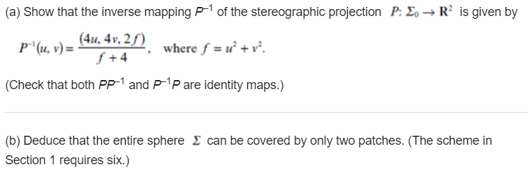 Solved (a) Show that the inverse mapping p1 of the | Chegg.com