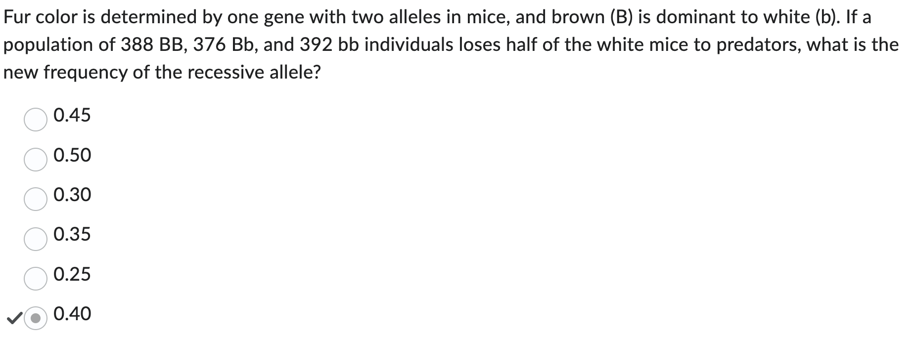 Solved Fur color is determined by one gene with two alleles | Chegg.com