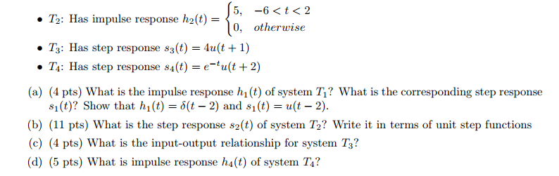 Solved 3. Impulse and Step Response. (24 pts) Consider the | Chegg.com