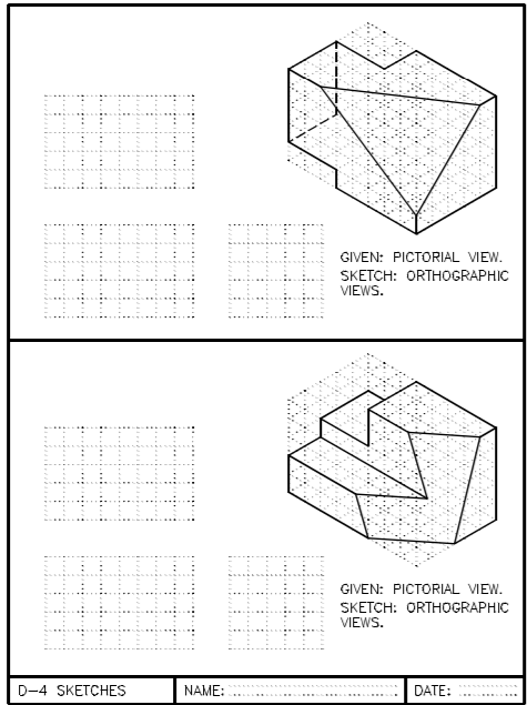 Solved ! GIVEN: PICTORIAL VIEW. SKETCH: ORTHOGRAPHIC VIEWS. | Chegg.com