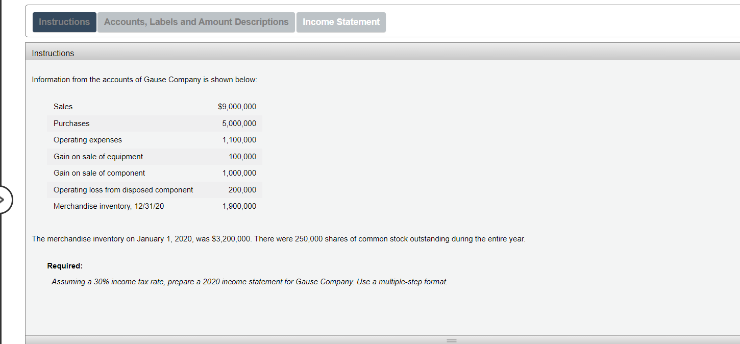 Solved Instructions Accounts, Labels and Amount Descriptions | Chegg.com