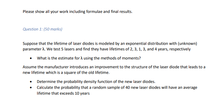 Solved Please show all your work including formulae and | Chegg.com