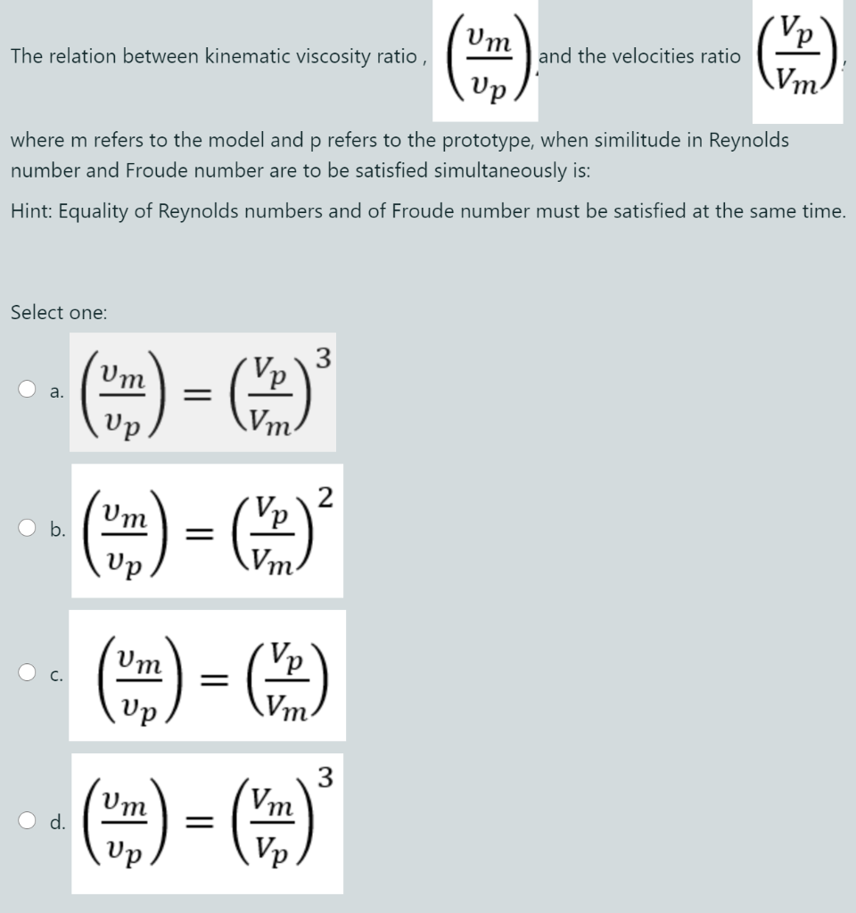 Solved (0 Vm Um р The relation between kinematic viscosity | Chegg.com