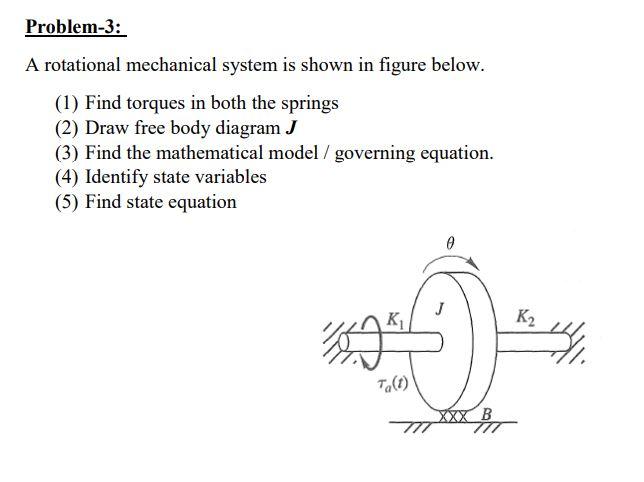Solved Problem-3: A rotational mechanical system is shown in | Chegg.com