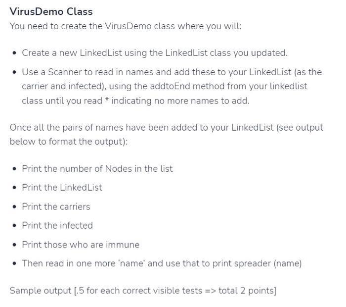 Solved MAKE SURE TO DO THIS IN JAVA. For the LinkedList | Chegg.com