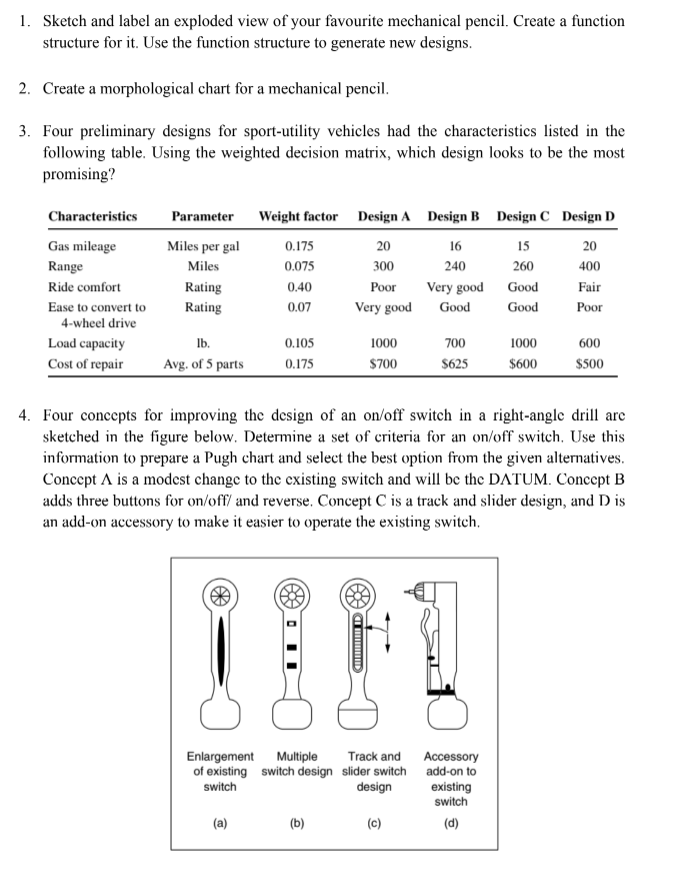 Solved 1. Sketch and label an exploded view of your | Chegg.com