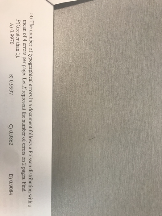 Solved The number of typographical errors in a document | Chegg.com