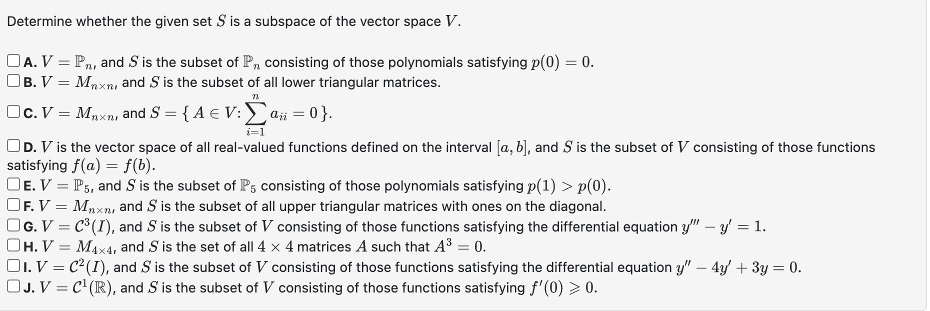 Solved Determine whether the given set S is a subspace of | Chegg.com