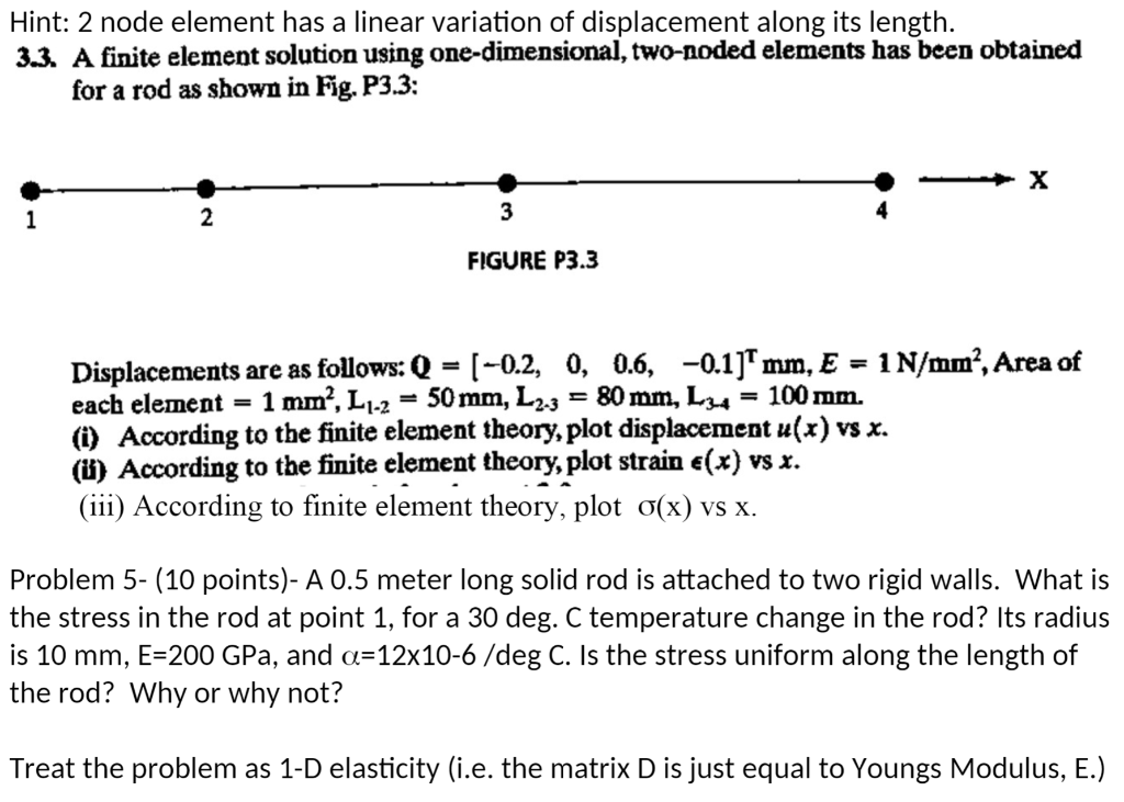 Solved Hint: 2 node element has a linear variation of | Chegg.com