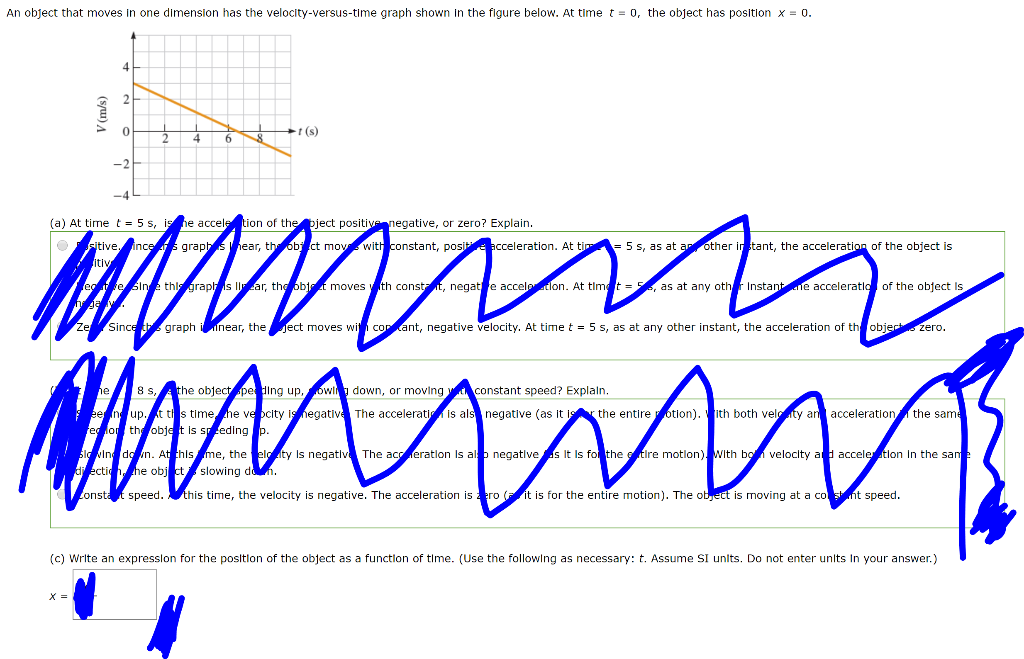 Solved: An Object That Moves In One Dimension Has The Velo... | Chegg.com