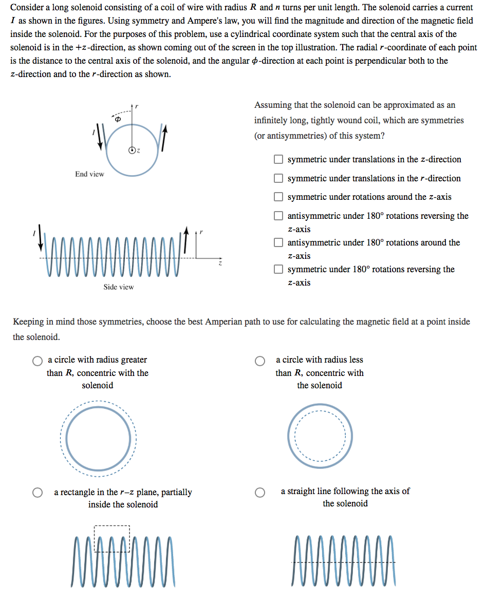 Solved Consider a long solenoid consisting of a coil of wire | Chegg.com